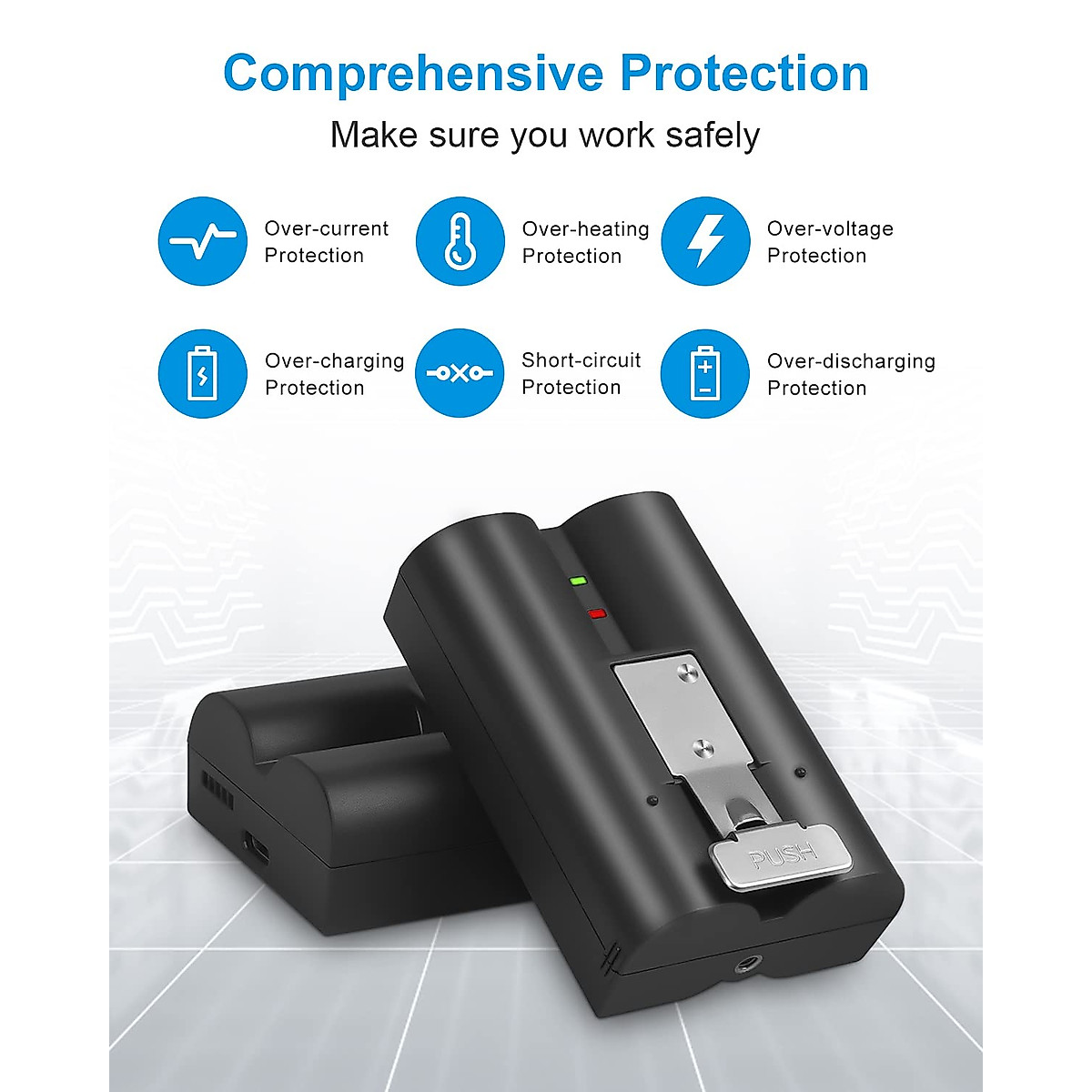 1Pack Replacement for Ring Battery Compatible with Ring-Doorbell-Camera 2/3/4/3plus, Stick Up Cam Battery (2nd and 3rd Gen), Also for Spotlight Cam and Peephole Cam, Rechargeable 3.65V 6040mAh Battery