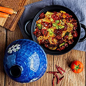 MYYINGBIN 28cm Tagine Pot 1.9 Liter Casserole Clay Pot Large Capacity Nonstick Pan for Medium to Extra Large Cooking