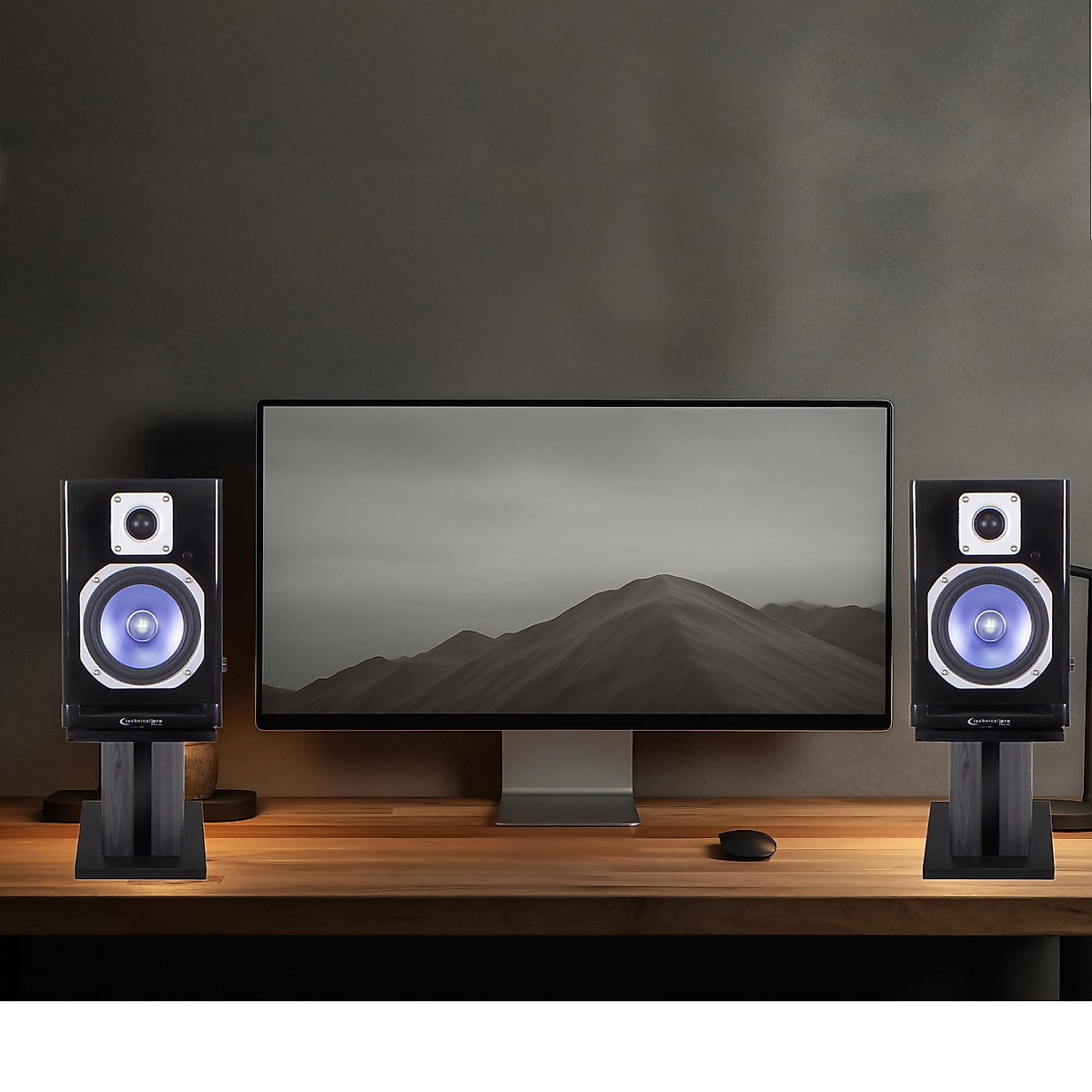 (2) Technical Pro 8” Studio Monitor Bookshelf Computer Multimedia Speaker Stands