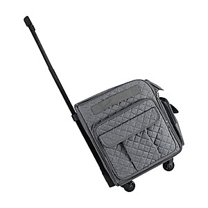 Everything Mary XXL Rolling Sewing Tote, Heather Grey - Rolling Carrying Storage Cover Case Compatible with Large Brother and Singer Machines - Universal Travel & Craft Tote Bag