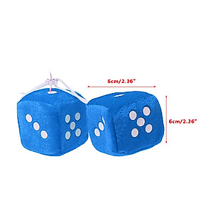 A FEI 1 Pair Fuzzy Dice Dots Rear View Mirror Hanger Decoration Car Styling Accessorie