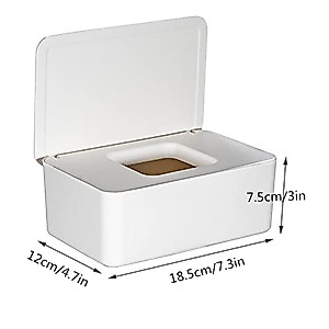 Wipes Dispenser Holder,Tissue Storage Box Case Wet Baby Wipes Case Baby Wipe Holder with Lid for Home Office Desk, Dorm, Kitchen, Washroom, Vanity (White+Pink)