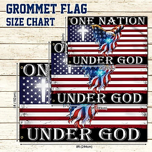 One Nation Under God American Eagle Grommet Flag 3x5 Outdoor Double Sided Faithgee One Nation Under God Flag with Flagpole Rings Jesus American Flag with Christian Cross Garden Yard Unique Flags