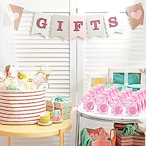 50 Sets Pink Baby Shower Favors Tea Light Candles for Guests Cute Decorations with Pink Cards and Organza Bags for Girls Friend Baby Shower Gender Reveal Party Favors (Pink), Unscented