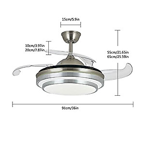Yaminie Ceiling Fan with Lights, 36" Modern Chandelier Fan with Remote, 3 Speeds Reversible Retractable Fan, LED Dimmable Silent Fans Light for Dining Room Bedroom Living Room
