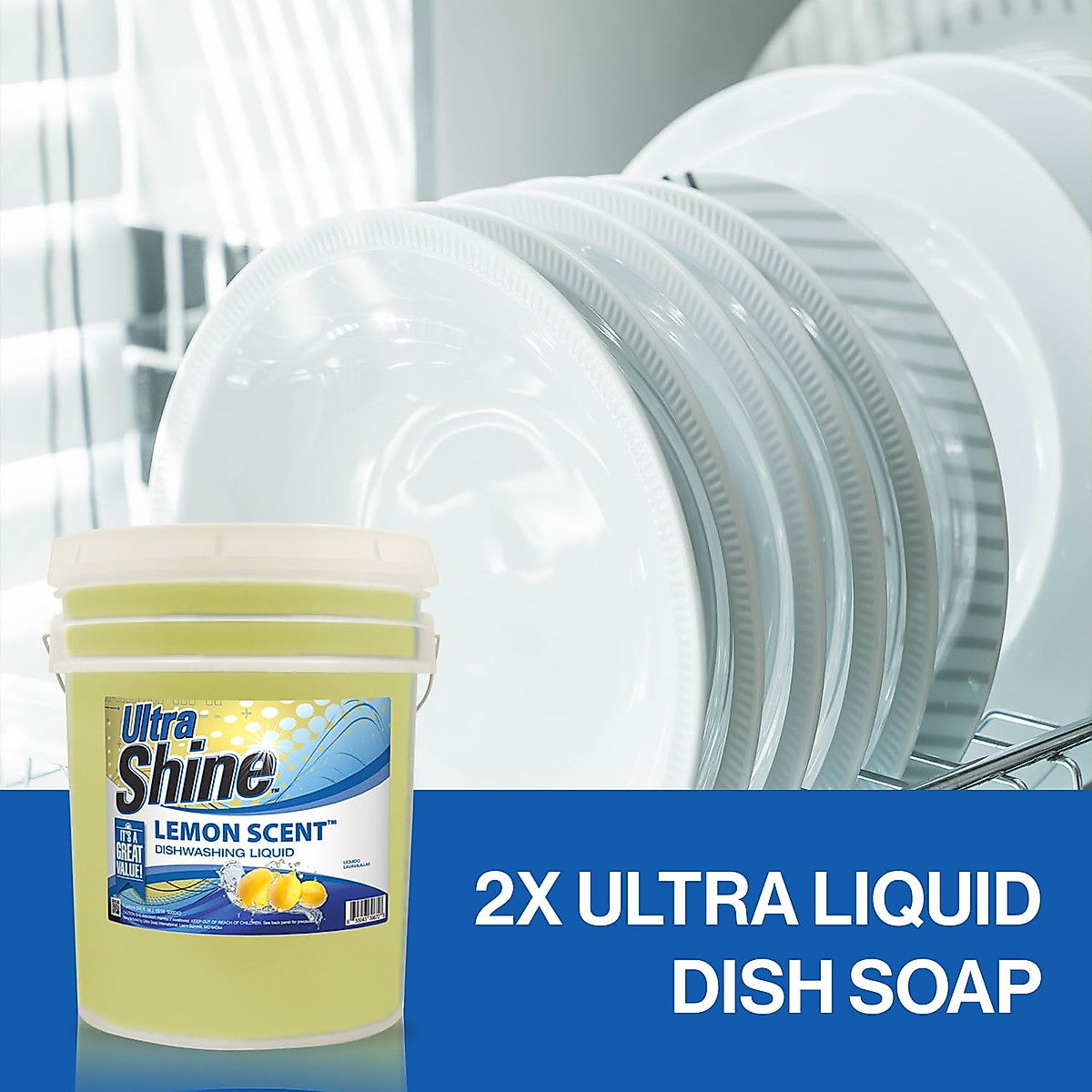 Ultra Shine™ 2X Platinum™ Dishwashing Liquid - Lemon Scent - 5 Gallons (Retail Case w/Pump)