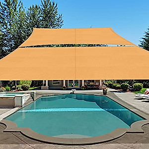 2 Pack 12 x 16 ft Waterproof Rectangle Sun Shade Sails Patio Awning 95% UV Blockage for Outdoor Patio Garden Backyard Lawn Pergola and Carport (Beige)