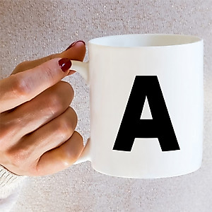 Retreez Initial A-Z Alphabet Monogrammed Monogram Mug 11 Oz Ceramic Tea Coffee Mugs - Graduation Appreciation Thank You Holiday Birthday Gifts for her friend coworker mother father sister - A Initial