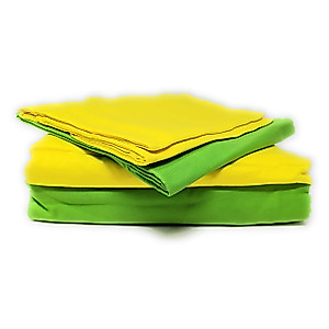 Tache 6 PC Cotton Reversible Solid Yellow & Green Lemon Lime Duvet Cover Set, Cal King