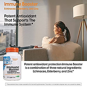 Doctor's Best Immune Booster with Echinacea, Elderberry & Zinc for Immune System Support, Antioxidant Support, 120 Count
