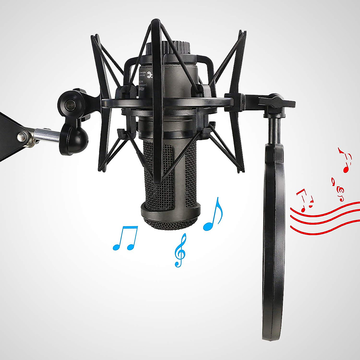 AT2020 Shock Mount with Pop Filter, Windscreen and Shockmount to Reduce Vibration Noise for AT2020USB+ Condenser Mic by YOUSHARES