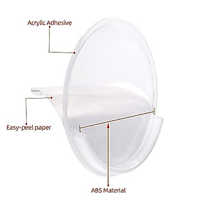 Adjustable Bathroom Support Adhesive Shower Curtain Rod Holder - No Drill Shower Rod Holder-Large Clear Rod Holders for Wall Stick on drill free Rod Retainer 2 packs (Shower Curtain Rod Not Included)