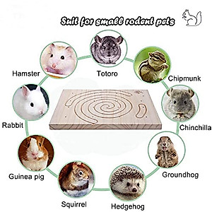 HAICHEN TEC Rabbit Scratch Board - Wooden Foot Pad Mat Bunny Chew Toy Grinding Claws Teeth Natural Wood for Small Animal Rabbit Hamster Chinchilla Guinea Pig Ferret Gerbil Bunny Squirrel Rat (Wood)