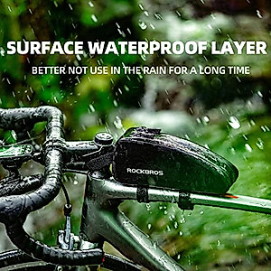 ROCKBROS Bike Bag Top Tube Bike Frame Bag Waterproof Two Zipper Pockets Bike Pouch Top Tube Bike Bags for Bicycles