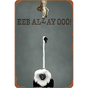 Eeb Allay Ooo! Funny Metal Tin Sign Vintage Black Wall Art Decoration Living Room Bathroom Kitchen Poster Decor 8 * 12 Inches