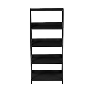 Lavish Home 4-Tier Ladder Bookshelf – Freestanding Wooden Living Room Shelves – Decorative Bookcases for Home and Office (Black) Set of 1