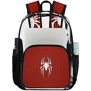 Yzrwebo Spiders Pattern Heavy Duty Clear Backpack Geometric Large See Through Backpacks PVC Transparent Backpack Clear Bag for Women Men Security Stadium Work Travel Events Concert