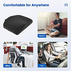 Tsumbay Comfort Seat Cushion for Office Chair - Ergonnomic 100% Memory Foam Firm Coccyx Pad - Relieve Back Pressure - Washable & Breathable Cover - for Car Seat/Computer Chair/Wheelchairs