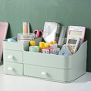 MIUOPUR Makeup Organizer for Vanity, Large Capacity Desk Organizer with Drawers for Cosmetics, Lipsticks, Jewelry, Nail Care, Skincare, Ideal for Bedroom and Bathroom Countertops - Large Green