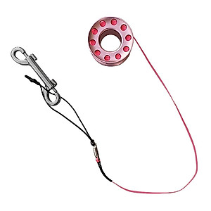Baosity Scuba Diving Finger Spool Reel Line, 15M Aluminium Compact Snorkeling Dive Reel Spool Line with Stainless Steel Clip, Pink