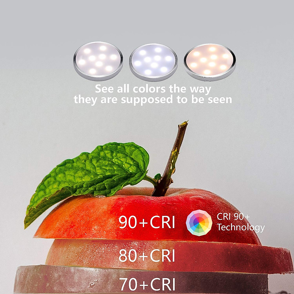 LED Dimmable Under Cabinet Lighting Kit,12V 6 Pack Wired Puck Lights with Remote Control, Plug in Under Counter Lighting Fixtures for Kitchen,Bookcase,Showcase,Shelf (Warm White)