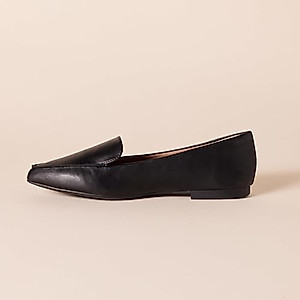 Amazon Essentials Women's Loafer Flat, Black Faux Leather, 9.5