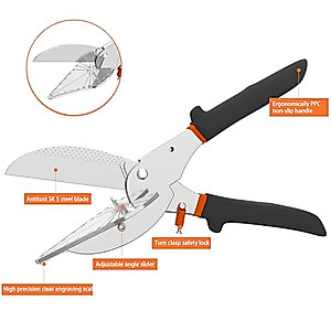 GARTOL Large Miter Shear Cutter, Multifunctional Multi Angle Trunking Shear, Angle Shears Scissors For Vinyl Wood Molding Trim, Angle Cutter Adjustable at 45 to 135 Degree with Replacement Blades