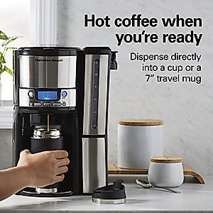 Hamilton Beach Brewstation Programmable Dispensing Drip Coffee Maker with 12 Cup Internal Brew Pot, Removable Reservoir, Black & Stainless Steel
