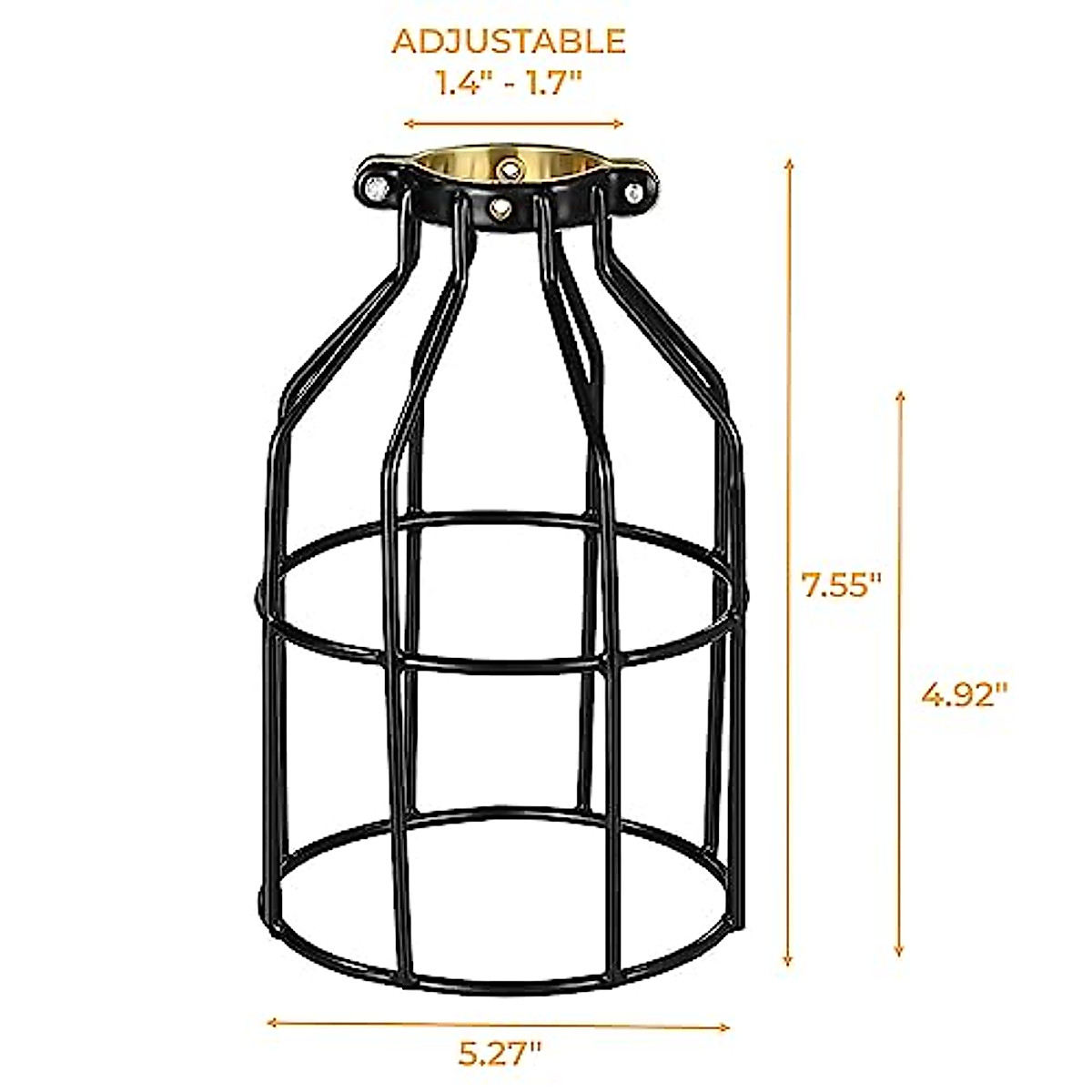 KastLite Metal Bulb Guard - Adjustable Lamp Base for Ceiling Fans - Pendant String Light Vintage Lamp Shade Cover - Wire Fixture Cage - Farmhouse Light Fixture - 4 Lamp Cages for Pendant String Lights