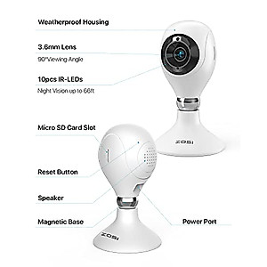 ZOSI C611 2K WiFi Indoor Home Security Camera for Baby Monitor/Nanny/Pet Cam with Phone app,Night Vision,2-Way Audio,Motion Detection,Cloud & SD Card Storage,Works with Alexa,24/7 Surveillance