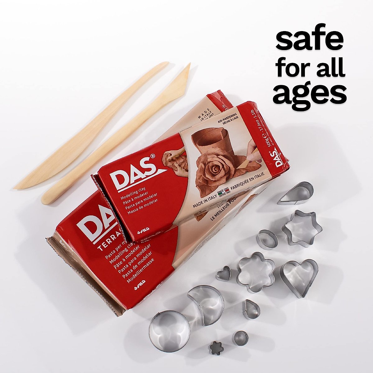 DAS Air-Hardening Modeling Clay - Terra Cotta Clay 1.1lb Block - Pliable Air Clay for Sculpting and Coating - Easy to Use Air Dry Modeling Clay - Molding Clay for Sculpting and More