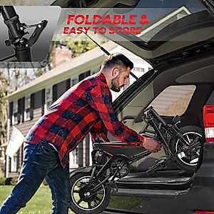 PEXMOR Electric Bike for Adults, 350W Motor (Peak 500W) Folding Ebike | Full Suspension | 36V 6AH Battery, 14" Foldable Commuter City Electric Bicycle for Adults/Teens, Complies to UL2849