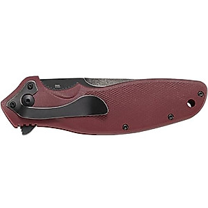 CRKT Shenanigan Maroon Everyday Carry, Plain Edge Blade, Liner Lock, Glass Reinforced Nylon Handle, Pocket Clip K800RKP