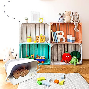 Storage Baskets 2 Pack, Woven Rope Baskets, Toy Storage, Gift Baskets empty, Baskets on Shelves, Blanket Baskets for Nursery, Laundry, Towels, Closets, Electronics, Cosmetics, Books, Toys, Brown/White.