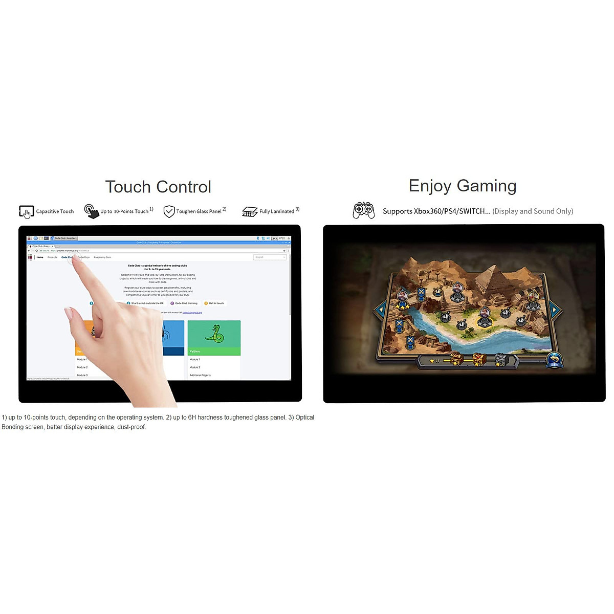 waveshare 11.6inch Capacitive Touch LCD Screen Compatible with Raspberry Pi4B/3B+/3A+/2B/B+/A+/Zero/Zero W/WH/Zero 2W CM3+/4 1920×1080 Resolution HDMI IPS Supports Jetson Nano/Windows