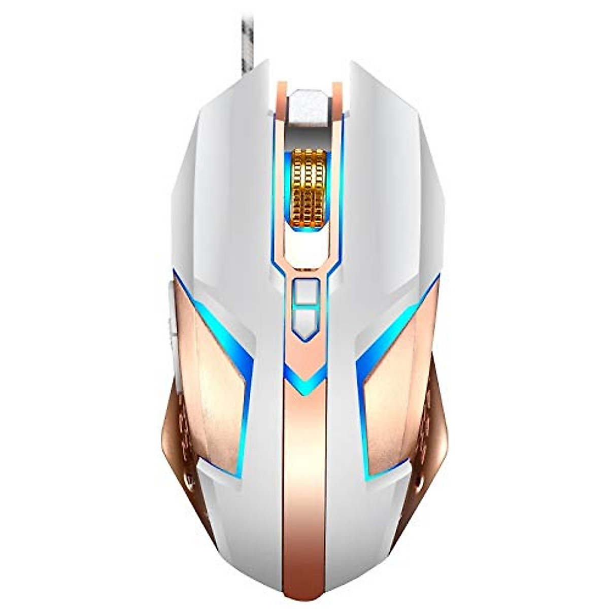 HUFAN T03 USB 3200DPI Four-Speed Adjustable Custom Macro Light Wired Optical E-Sport Gaming Mouse, Length: 1.5m(Black) (Color : White)