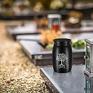 Small Urn for Ashes 3 Inches Mini Tree of Life Aluminum Urn for Human Ashes Cremation Funeral Ash Holder - Like Branches on a Tree we Grow in Different Direction，but Love Keeps us Together Forever