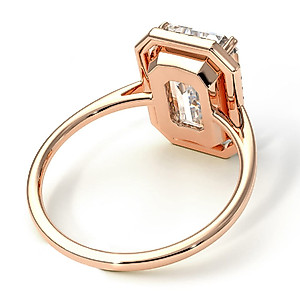 Rings Jewelry Women Gift Hand Made Wedding Dress Matching Ring Rose Gold Plated Ring Emerald Cut Halo Cz Diamond Jewelry White Cubic Zircon Ring in Size 5.5
