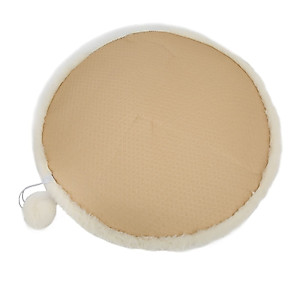 Pet Bed Round Plush Donut Bed Warm Comfy Pet Sleeping Mat with Small Ball for Warm Sleeping(S-Cheese White)
