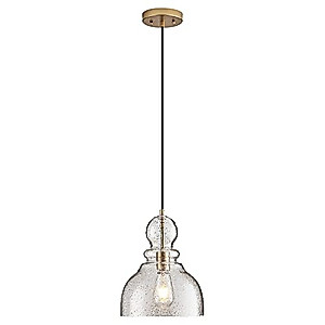 FookChak Gold Pendant Light, Modern Glass Pendant Lighting Over Table 10inch Large Brass Ceiling Haning Light Fixture for Kitchen Island Kitchen Sink Dining Room Hallway Entrance, 1-Light E26