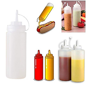weeee Ketchup Squeeze Bottles Plastic Condiment Squeeze Squirt Bottles with Twist On Cap Lids erfect for Condiments, Oil, Icing, Liquids