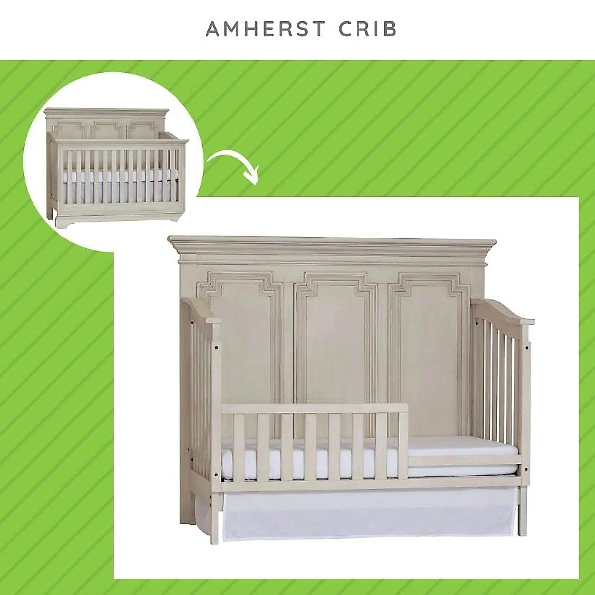 CC KITS Toddler Bed Safety Guard Rail for Kingsley Cribs (Amherst - Antique White)