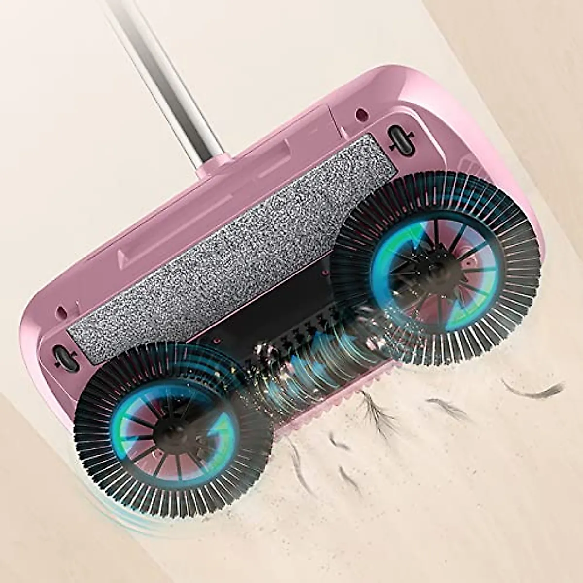 Hand Push Intelligent Sweeper - Household Lazy Foldable Three-in-one Suction Sweeper Cleaning Machine Floor Sweeper, Soft Rough Brush + Microfiber Mop, for Hardfloor, Tile, Apartments, Offices
