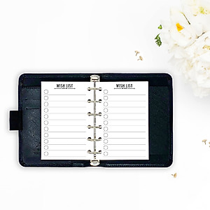 Pocket Wish List Planner Insert Refill, 3.2 x 4.7 inches, Pre-Punched for 6-Rings to Fit Filofax, LV PM, Kikki K, Moterm and Other Binders, 30 Sheets Per Pack