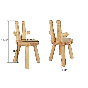 famobay Wooden Toddler Chair, Naturally Finished Solid Hardwood,Kids Stool Handmade, for Playroom, Nursery, Preschool, Bedroom, Kindergarten Eating, Reading, Playing, Boys Girls Age 2+ (1, Giraffe)
