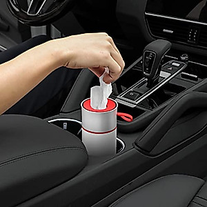 AnyCar Car Tissue Tube, Cylinder Tissue Box Round Tissues Container for Car Cup Holder 5.89'' * 2.71''(H*D), Up to 30 Count Tissue (White)