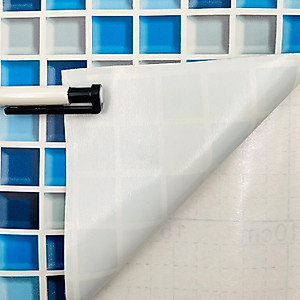 Yifely Royal Blue Mosaic Kitchen Cupboard Decor Paper Self-Adhesive Shelf Liner Countertop Sticker 17.7 Inch by 9.8 Feet