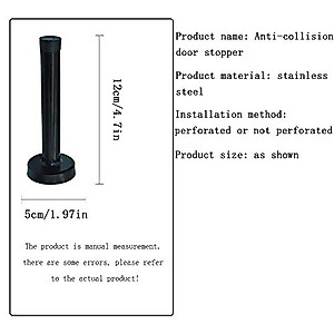 Lnrkai 2 Packs Stainless Steel Door Stopper Wall Protector, 5 Inch Black Long Door Stop with Rubber Tip, Cylindrical Door Draft Stopper Thickening Anti-Collision with Plastic Expansion & Screws