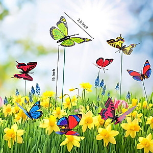 HOWLT Butterfly Stakes, 60 PCS 14 Inch Garden Butterfly Ornaments Waterpoof Butterflies Decorations for Indoor&Outdoor, Yard, Patio Plant Pot Multi