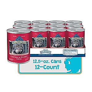 Blue Buffalo Wilderness High Protein, Natural Adult Wet Dog Food, Salmon & Chicken Grill 12.5-oz cans (Pack of 12)